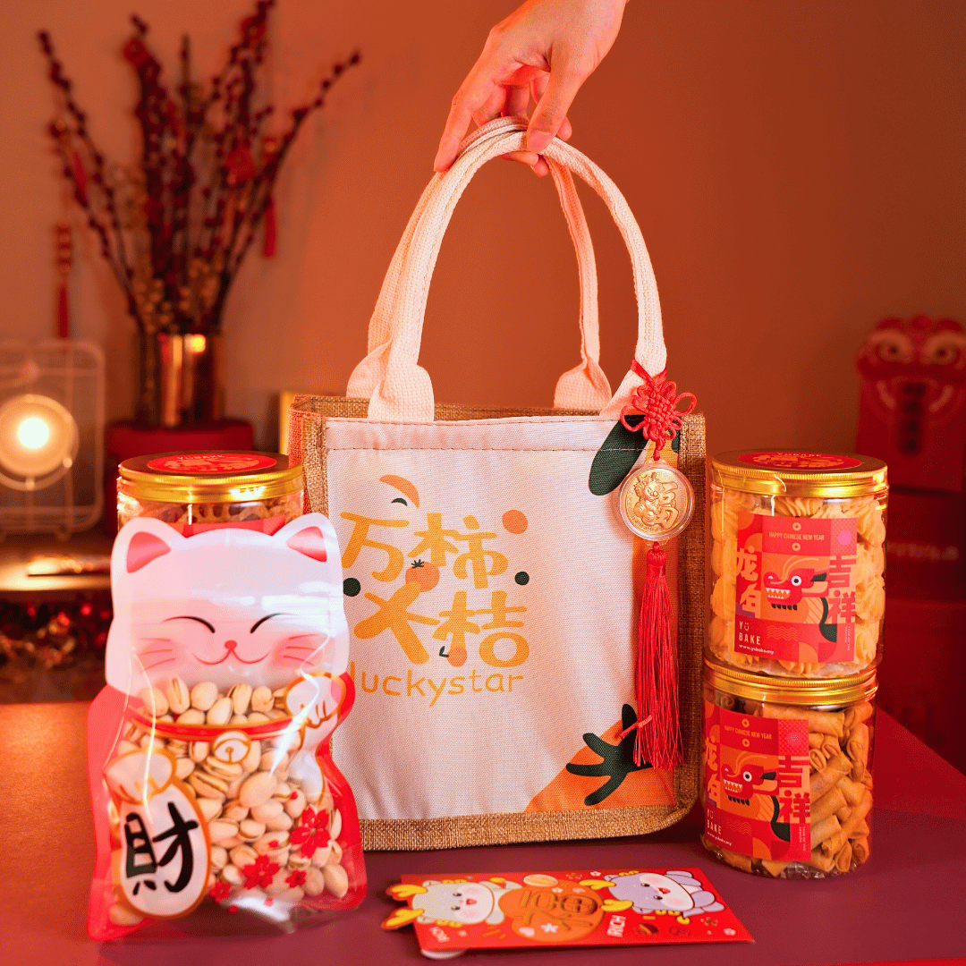 Large Canvas Bag Gift Set - CNY Cookies Delivery in KL - YuBake