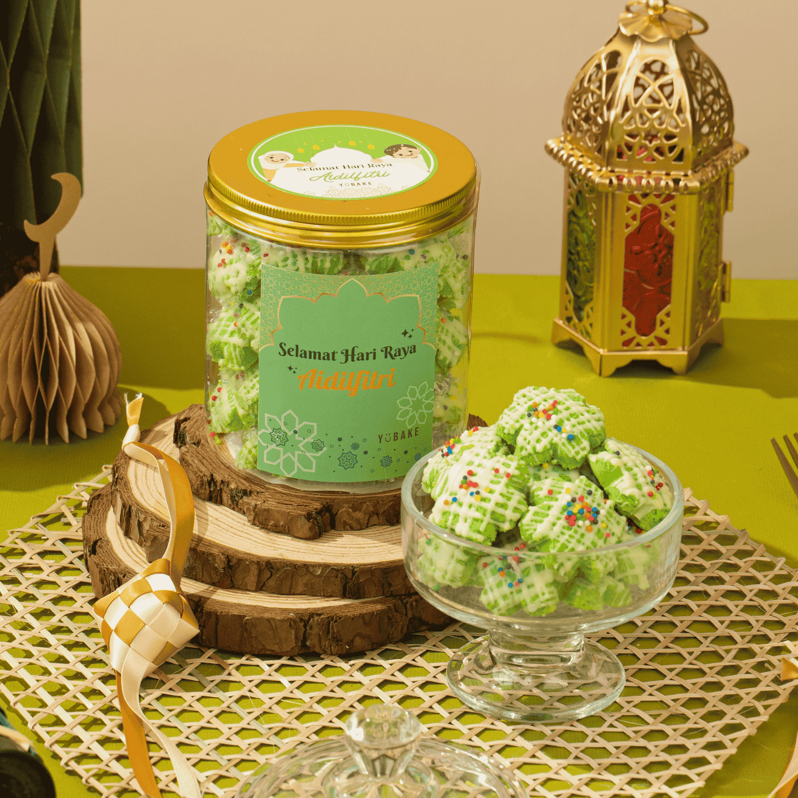 Pandan Almond Chocolate - Hari Raya Festival - YuBake