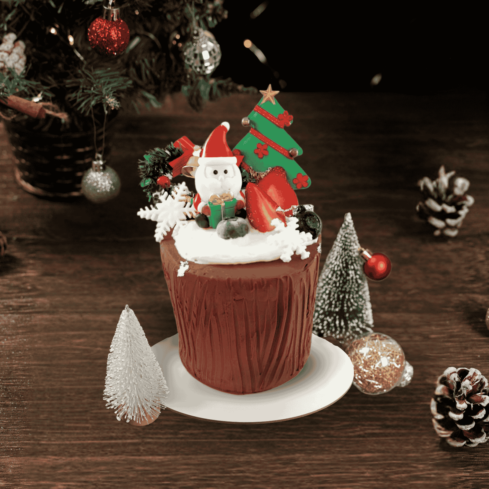 Christmas Small Chocolate Log Cake - Delivery in KL Selangor - YuBake